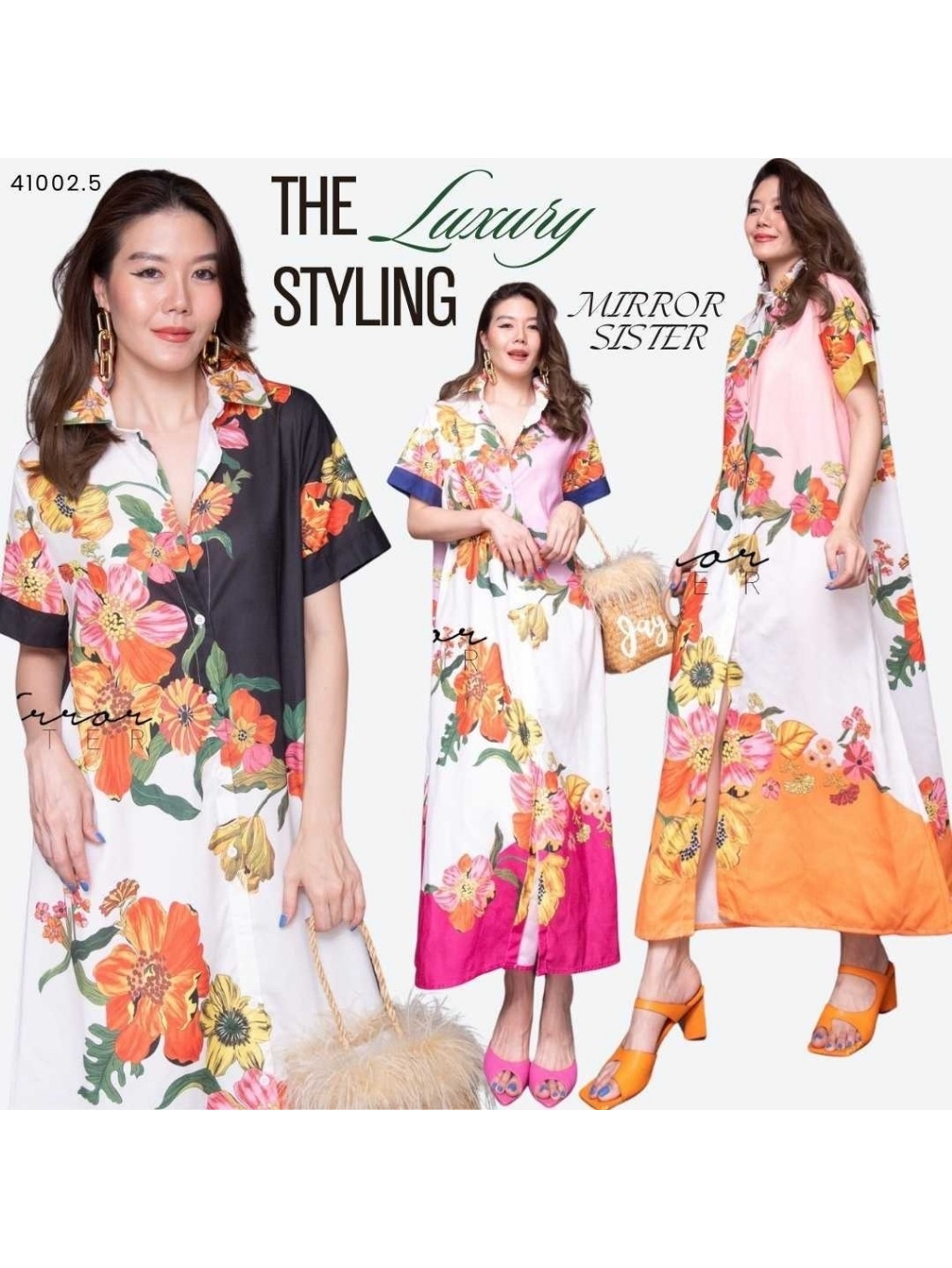 Issakan_shop เดรสเชิ้ตแขนสั้นลายดอกสวยเก๋ | Shopee Thailand