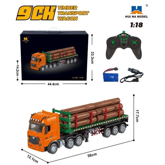 รถบังคับ HUINA 1313 1:18 9CH NINE CHANNEL ALLOY REMOTE-CONTROLLED WOOD TRANSPORT VEHICLE ...