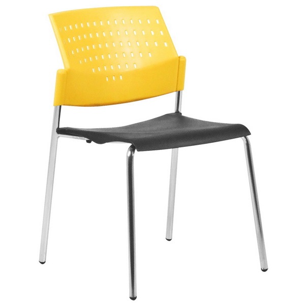 MONO เก้าอี้สำนักงาน ขาเหล็กชุบโครเมียม รุ่น GD01 น้ำหนักเบา ซ้อนได้ ที่นั่งดำ หลังพิงเลือกสีได้ ...