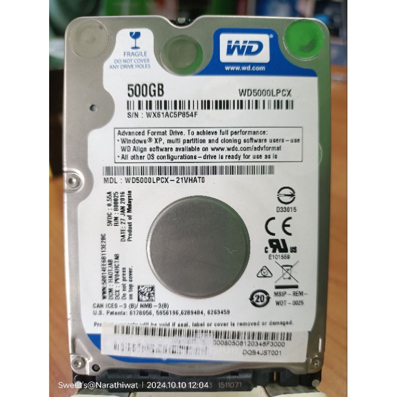 ฮาร์ดดิสก์ มือสอง WD 500 GB 2.5 Sata3 5400Rpm | Shopee Thailand