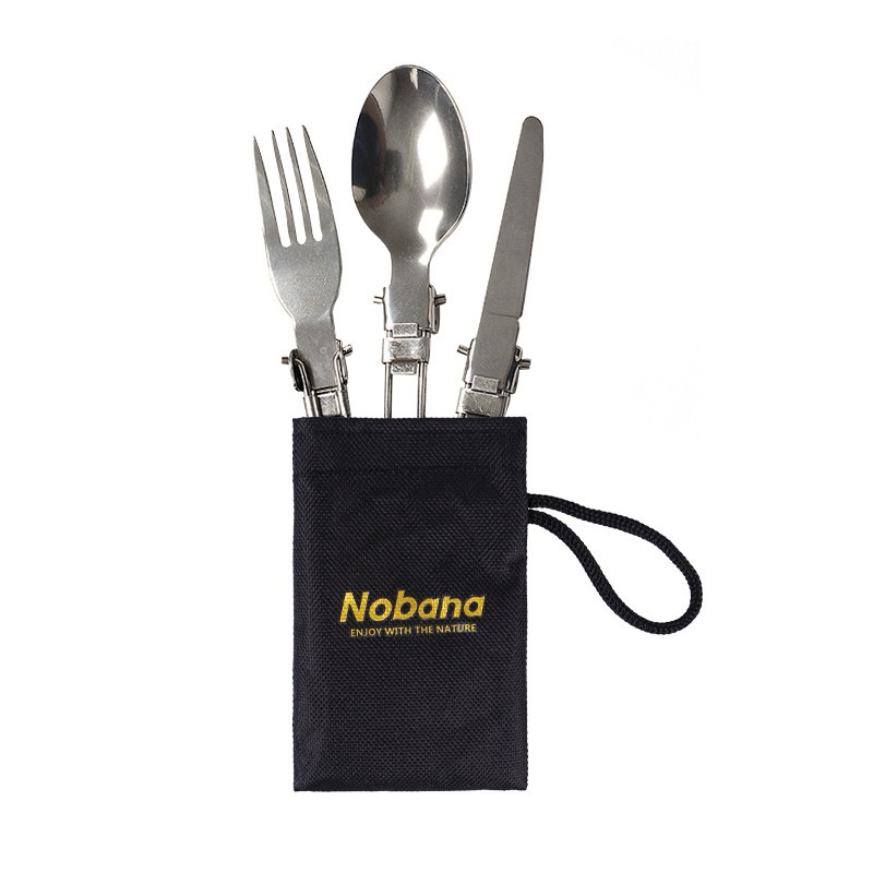 CLS x Nobana ชุดช้อนส้อม พับได้ สแตนเลส พกพา พร้อมกระเป๋าจัดเก็บ | Shopee Thailand