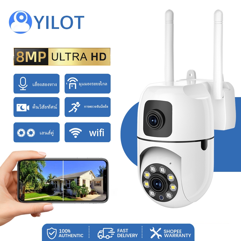 YILOT กล้องรักษาความปลอดภัยแบบ Dual Lens,WiFi Surveillance Security ...