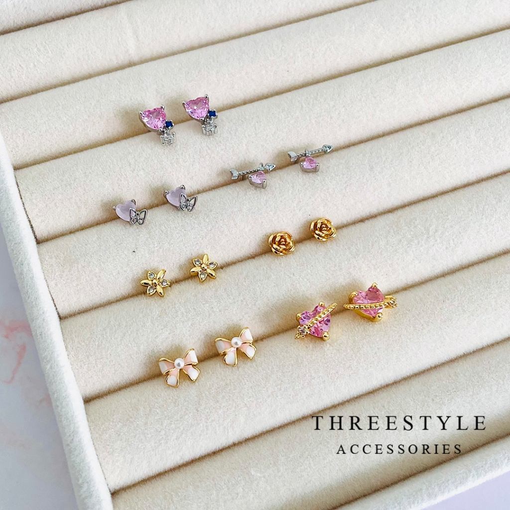 ต่างหูก้านเงินS925 (6) (ราคาต่อคู่) (ผิวแพ้ง่ายใส่ได้) | Shopee Thailand