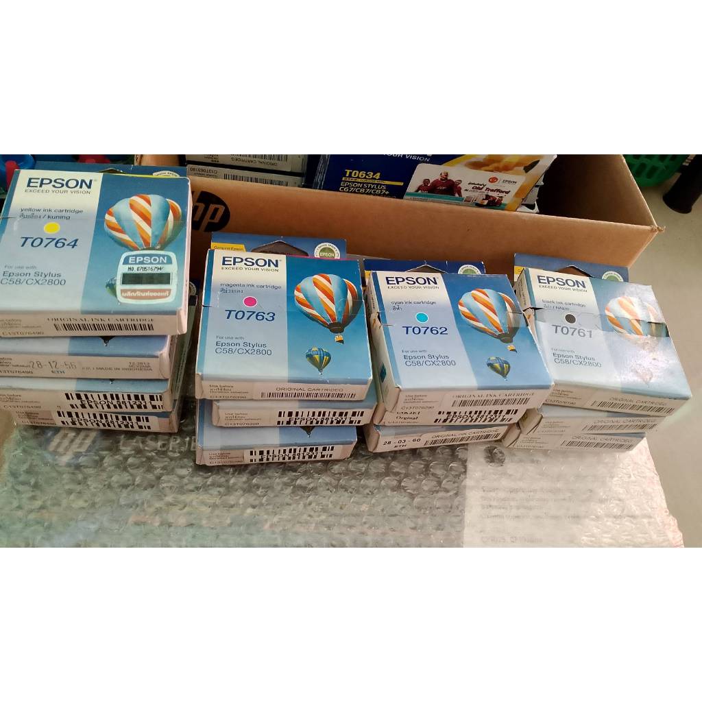 หมึกอิงค์เจ็ท แท้ Epson T0761 Bk T0762 C T0763 M T0764 Y รุ่นปริ้นเตอร์ C58 CX2800 หมึก ชุด 4 สี ...