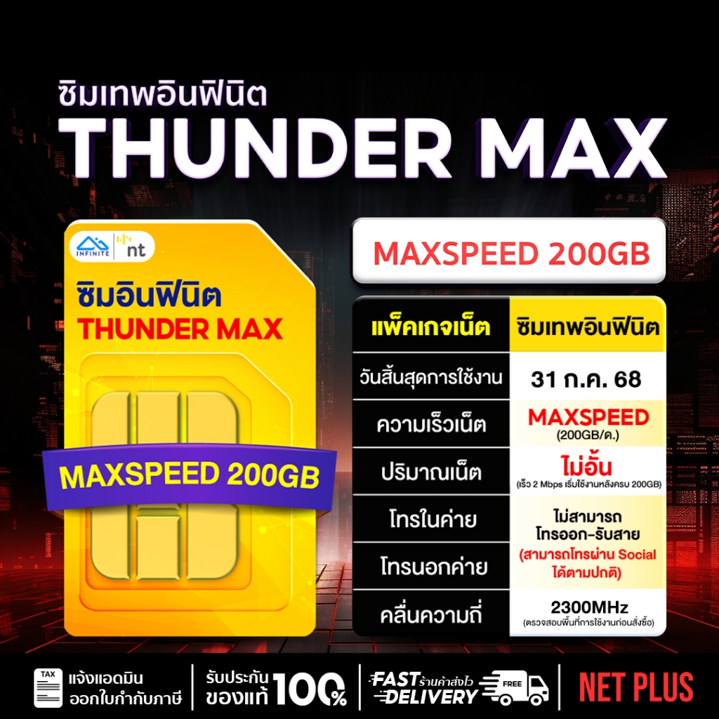 ซิม Thunder By Infinite ซิมเทพ ซิมเน็ต ความเร็วเต็มสปีด Maxspeed ซิมเน็ตราคาถูก # Netplus ...