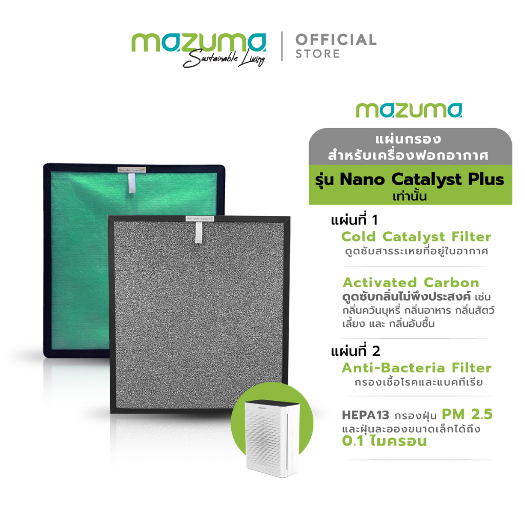 Mazuma แผ่นกรอง สำหรับเครื่องฟอกอากาศ รุ่น Nano Catalyst Plus | Shopee ...