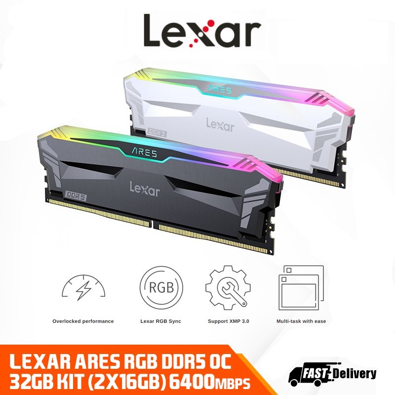 RAM LEXAR ARES RGB DDR5 32GB (16x2) 6400MHZ Gaming Overclocked Memory ...