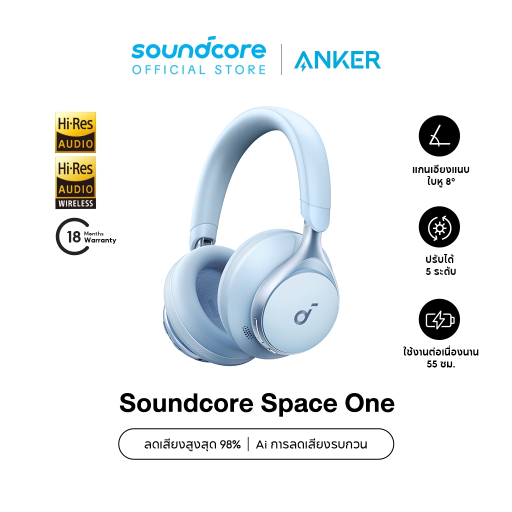 Soundcore by Anker Space One S1 headphone bluetooth หูฟังบลูทูธไร้สาย หูฟังตัดเสียงรบกวน LDAC Hi ...