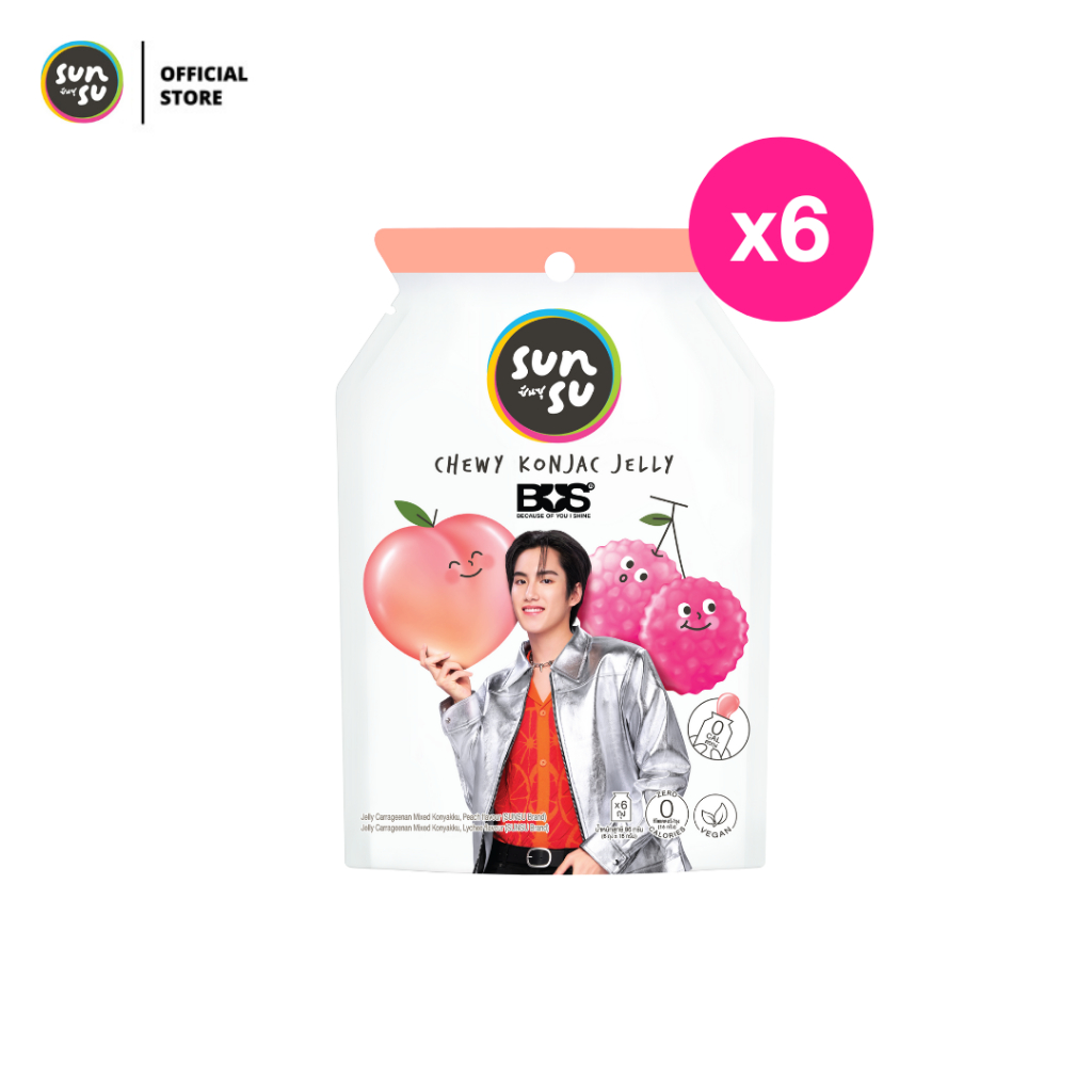 (แพ็ก 6) Sunsu ซันซุเยลลี่กลิ่นพีช & ลิ้นจี่ จำนวน 6 ซอง | Shopee Thailand