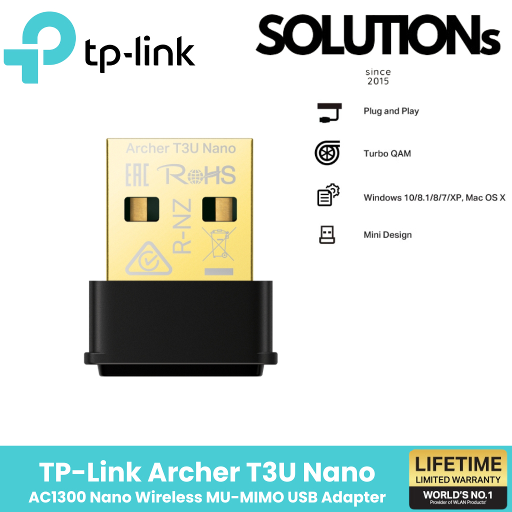 TP-Link Archer T3U Nano AC1300 Nano Wireless USB Adapter | Shopee Thailand