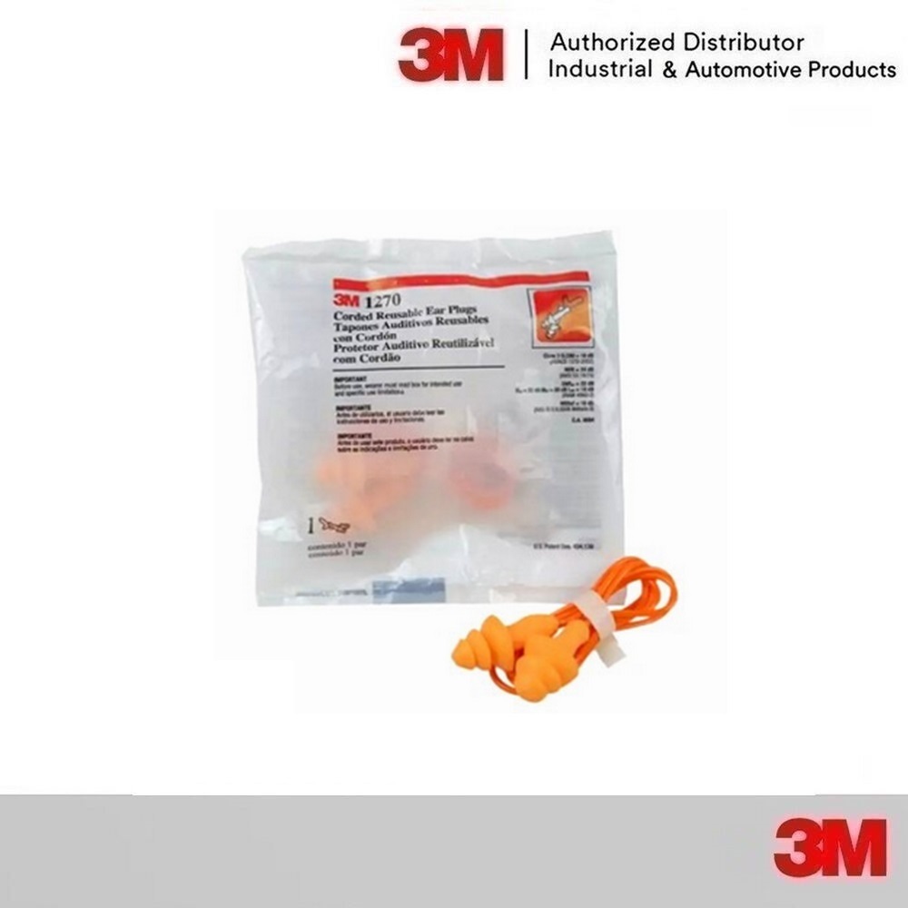 3M 1270 ปลั๊กอุดหูลดเสียง แบบมีสาย วัสดุยางสังเคราะห์รูปต้นสน 3 ชั้น ...