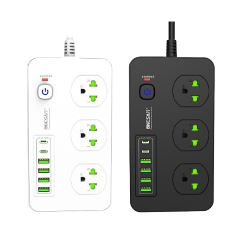 ปลั๊กไฟ ONESAM รุ่น T09(NEW) เต้ารับ 3 ช่อง 3.6A 2300W PD 2 พอร์ต USB 4 พอร์ต มีสวิตซ์ ยาว 2,5 ...