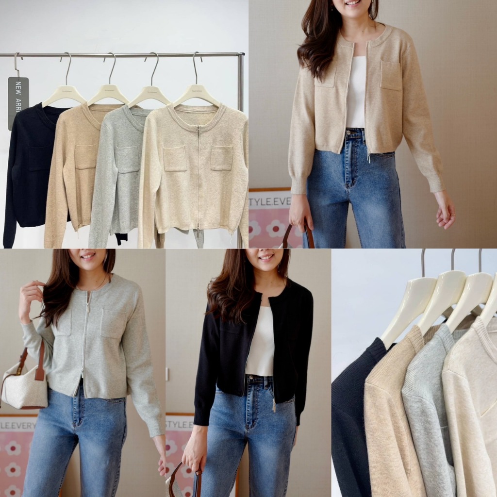 zippy knit top “ 650.- เสื้อ knit แขนยาว ทรงสวยมากกกกกก ให้ฟีลลุคสปอร์ตเบาๆ เนื้อผ้าทอความหนา ...