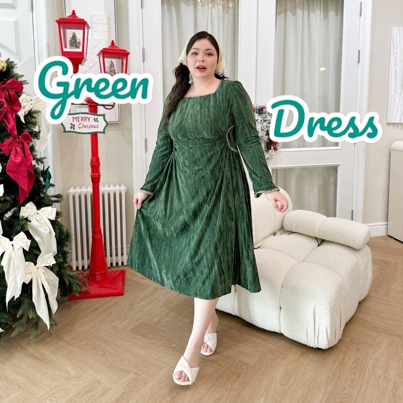 Lady M | Green Dress plussize เดรสสีเขียวสุดน่ารักสำหรับสาวอวบ ใส่ออกงาน ใส่เที่ยว ตรีมคริสต์มาส ...