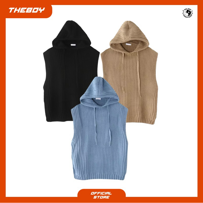 THEBOY- FOUR SEASONS KNIT เสื้อฮู้ดแขนกุด | Shopee Thailand