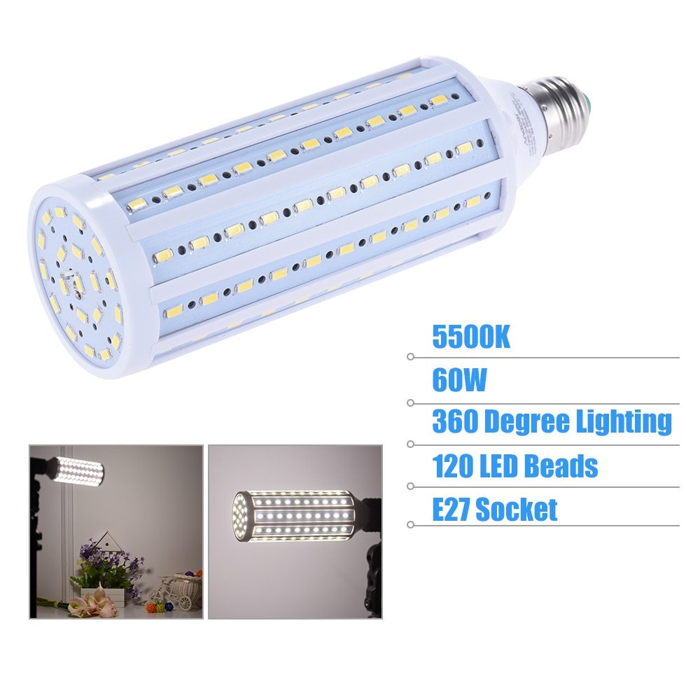 หลอดสตูดิโอE27 60W 5500K Photography Studio LED Video Light Daylight ...