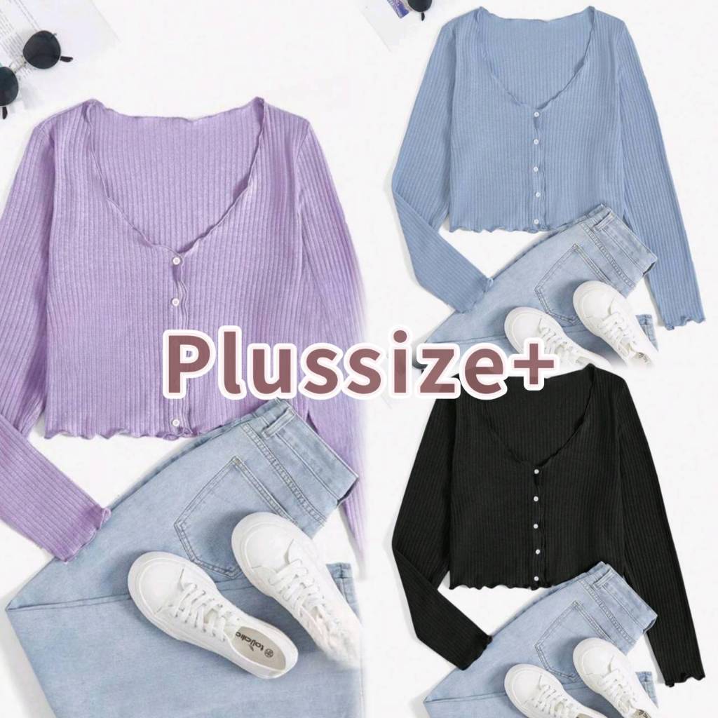 PLUSSIZE CROP เสื้อครอปแขนยาวสาวอวบ เสื้อครอปอก40ถึง54 | Shopee Thailand