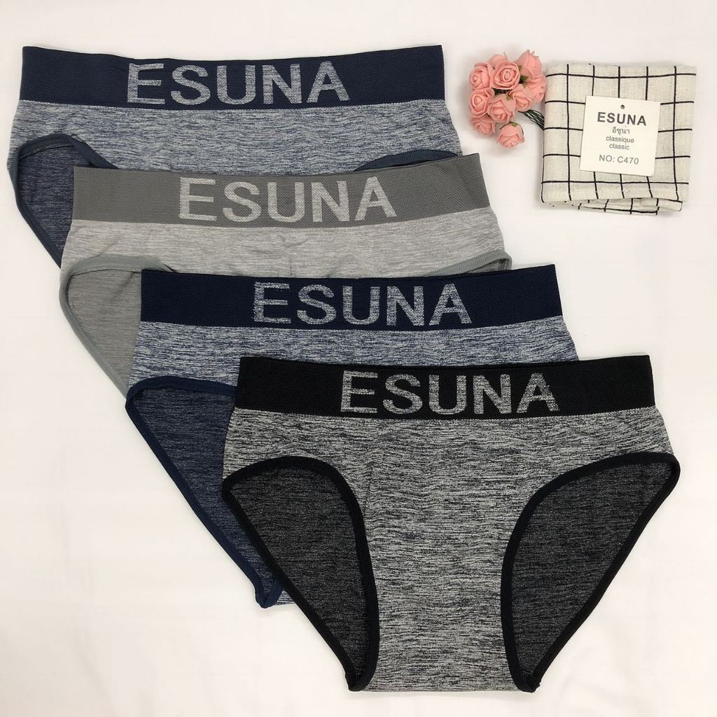 ESUNA 5 ตัว กางเกงในผู้ชาย ผ้าทอขาเว้า 470# | Shopee Thailand