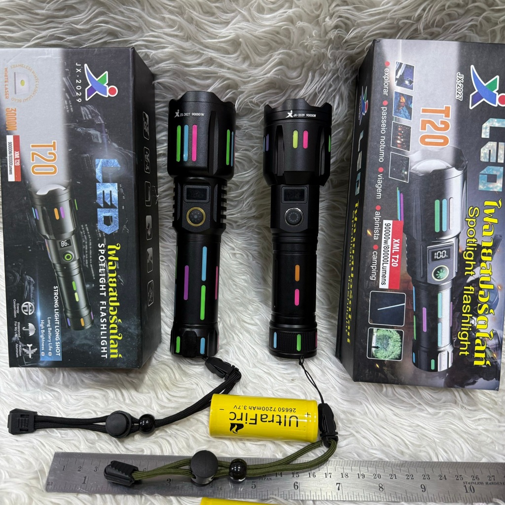 ไฟฉายสปอร์ตไลท์ เดินป่าแคมป์ปิ้ง รุ่น JX-2027 / JX-2029 หลอด XML T20 90000W/80000Lumens ให้เเสง ...