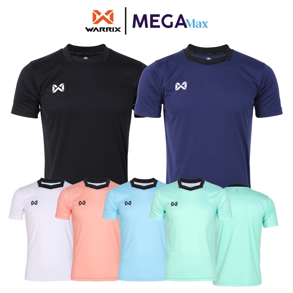 เสื้อกีฬา WARRIX 241FBACL02 คอกลม ตัดต่อคอเหลี่ยม ผ้าไมโครเรียบ แขนสั้น | Shopee Thailand