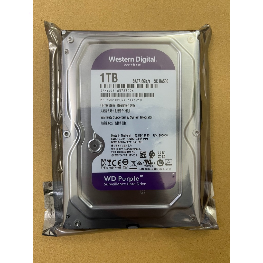 1TB HDD (ฮาร์ดดิสก์) WD PURPLE SATA3 ( WD10PURX ) | Shopee Thailand