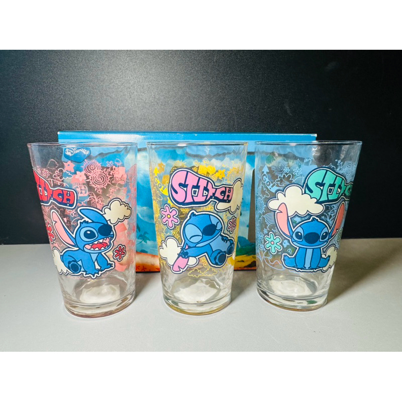 แก้วน้ำ Disney Stitch Glass 3ใบ/กล่อง Made in Japan | Shopee Thailand