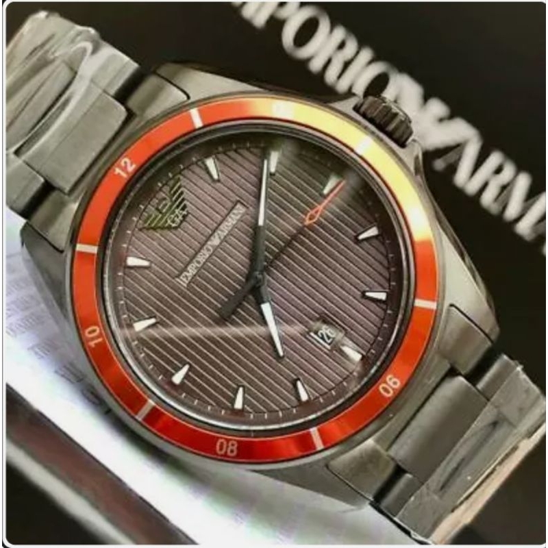 Emporio Armani AR11178 Men's Gray Round Dial Stainless Steel Analog ...