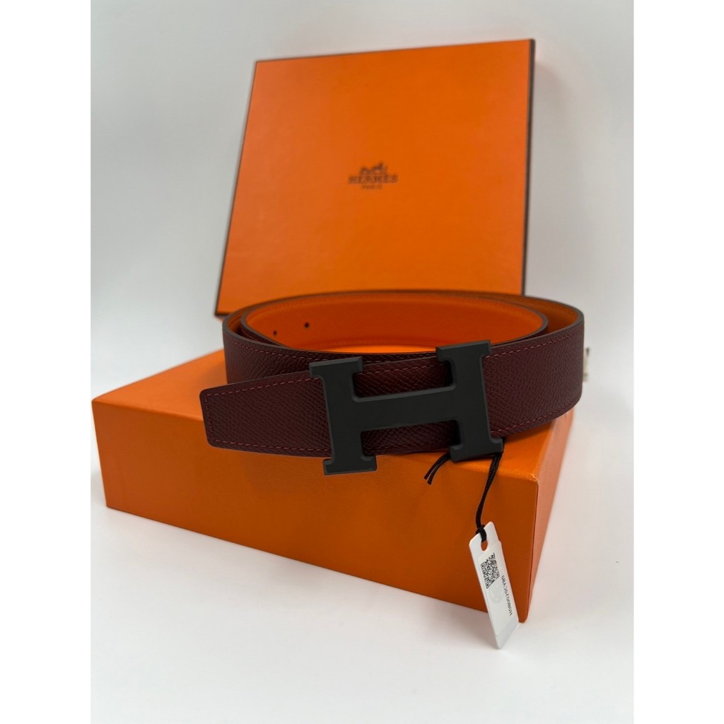 เข็มขัด Hermes H belt buckle & Reversible leather strap 32 mm Size 80 | Shopee Thailand