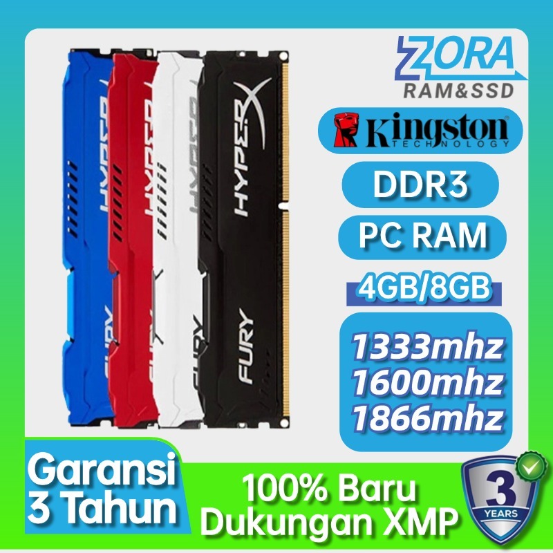 Kingston Hyperx Fury DDR3 RAM 4GB 8GB แรม 1600Mhz 1866Mhz PC DIMM 240Pin 1.5V รับประกัน 3 ปี ...