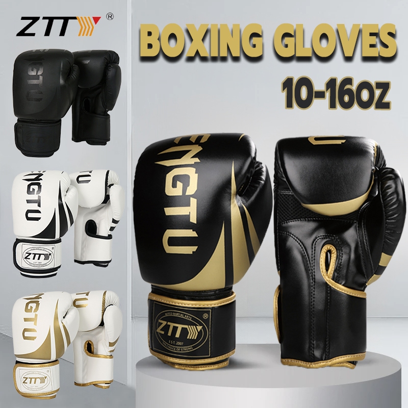 ZTTY boxing gloves นวมชกมวย 16oz ผู้ใหญ่ นวมต่อยมวย ชายหญิง การฝึกมือ ...