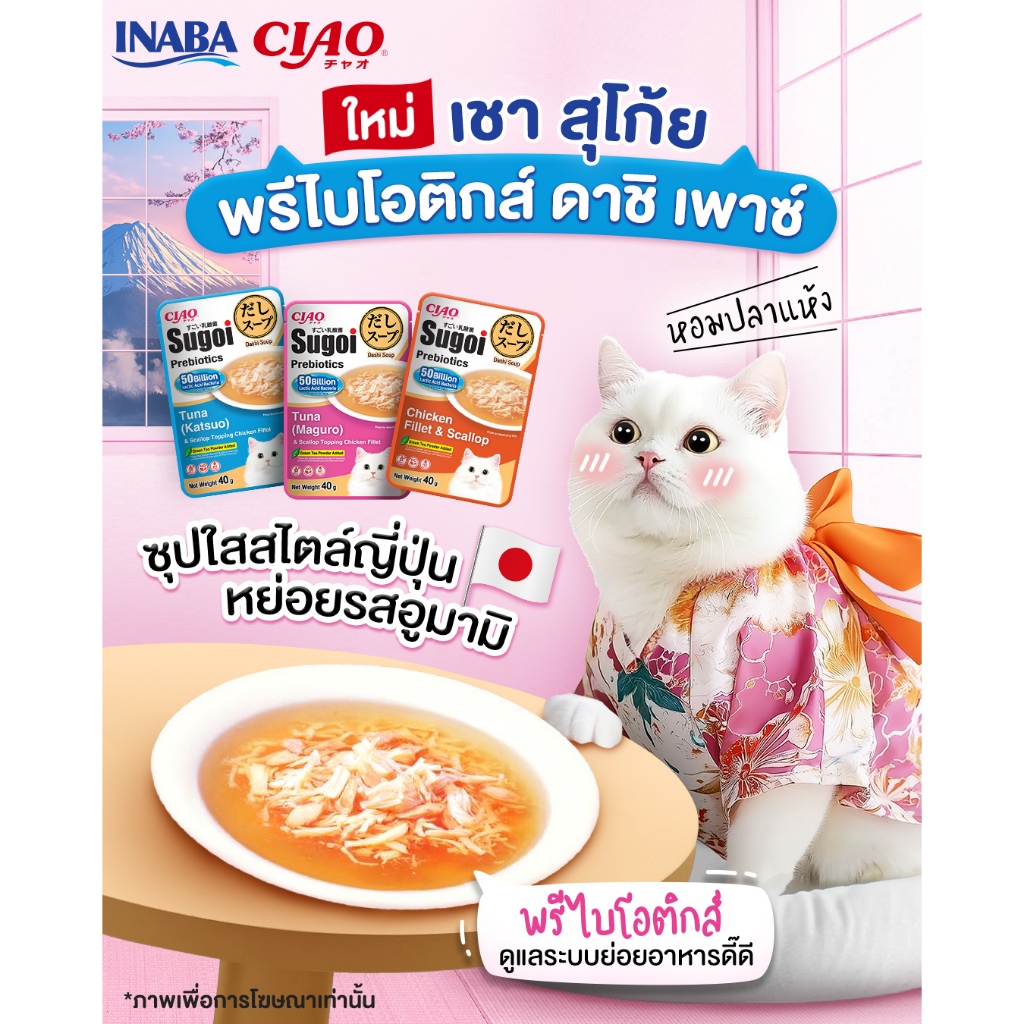 [16 ซอง]NEW!! อาหารเปียกแมว CIAO Sugoi Prebiotics & Dashi Pouch ขนาด 40 กรัม | Shopee Thailand