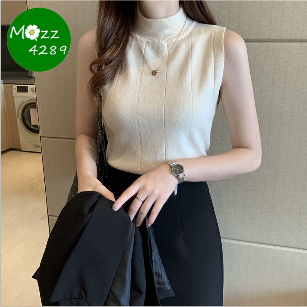 MQzz4289 *พร้อมส่ง* เสื้อทำงานแขนกุด คอเต่า ผ้าไหมพรม นุ่มนิ่ม ใส่สบาย ...