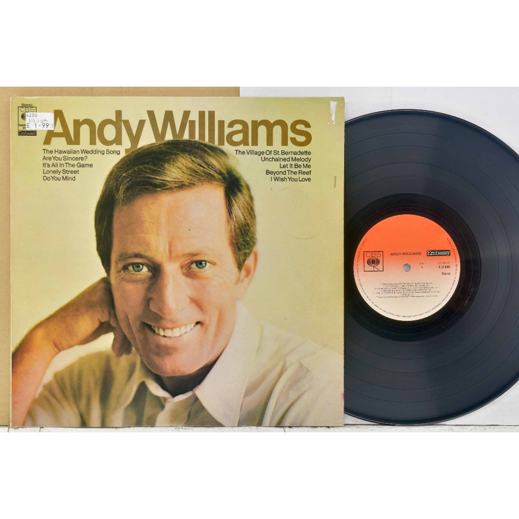 1แผ่นเสียง 12นิ้ว BB3 ANDY WILLAMS แผ่นNM ริ้วรอยบาง เสียงรบกวนน้อยนิด ไม่มีรอยลึกแผ่นล้างทำความ ...