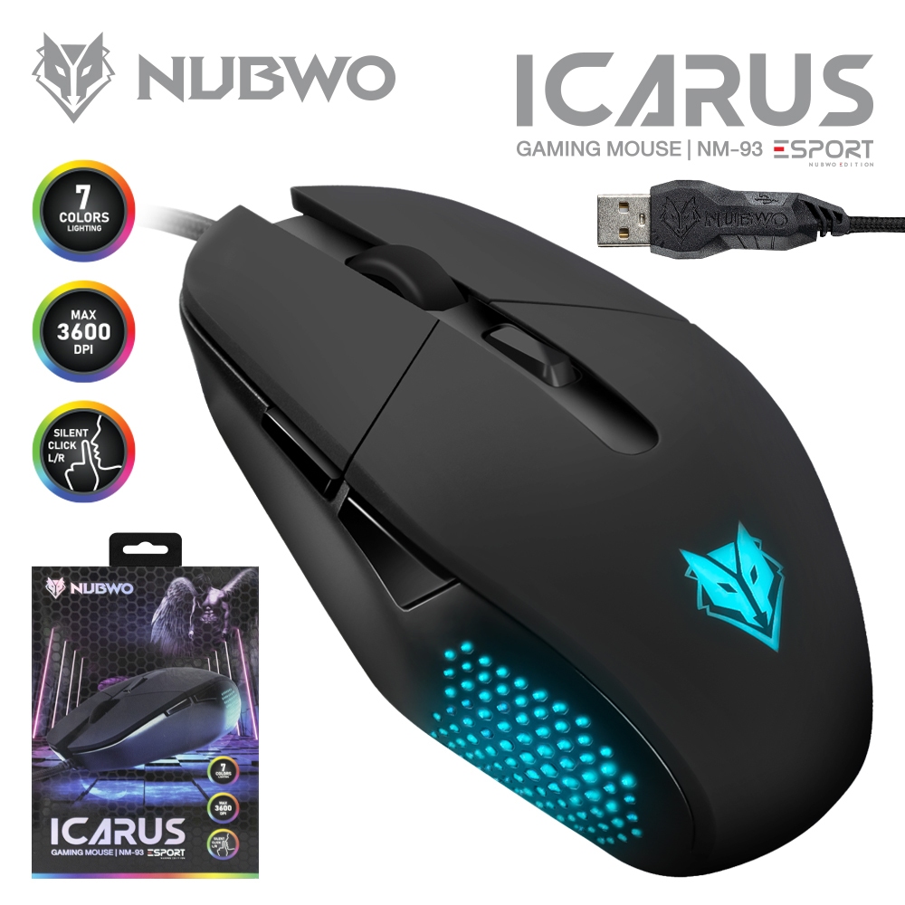 เมาส์เกมมิ่ง NUBWO NM93 ICARUS Gaming Mouse ปรับมาโครได้ ปรับได้สูงสุด ...