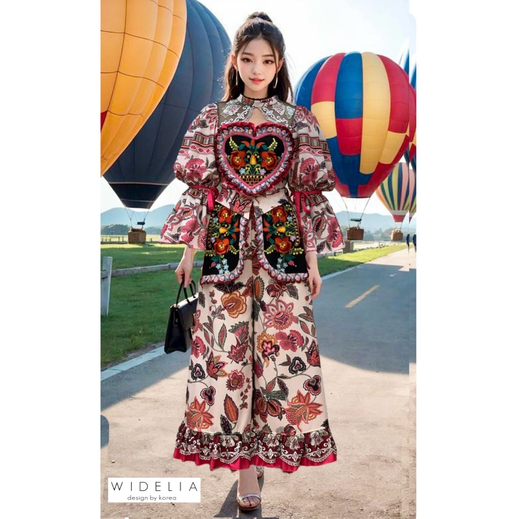 Widelia made in Korea Set:: เสื้อครอปแขนยาวจั้มผูกโบว์แขนช่วงอกแต่ง ...