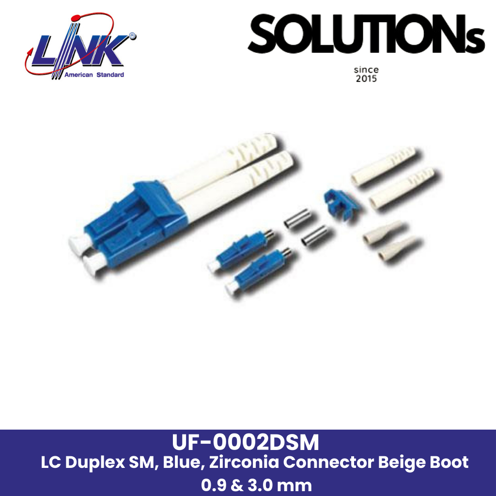 LINK UF-0002DSM LC Duplex Singlemode, Blue, Zirconia Fiber Optic Connector, Beige Boot 0.9 mm, 3 ...