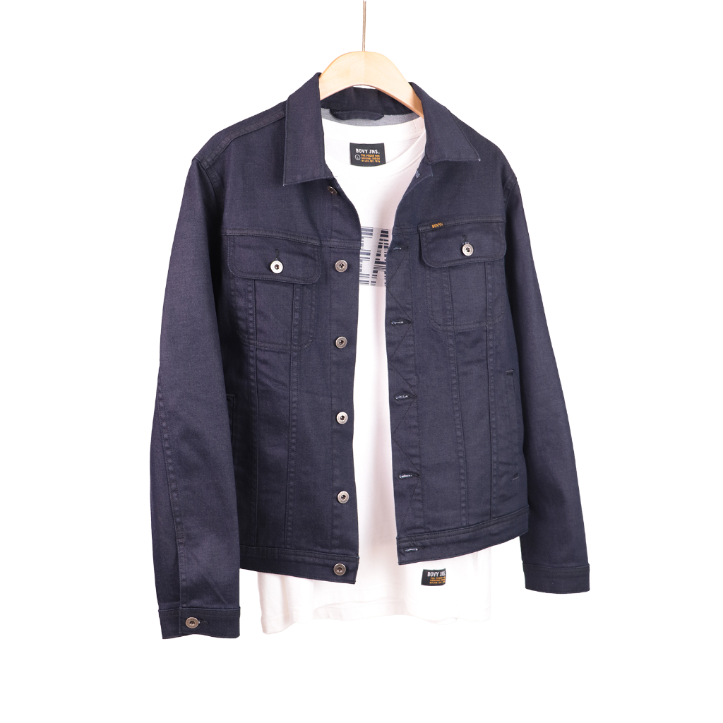 BOVY JACKET NAVY เสื้อแจ็คเก็ตสีกรมเงา กระดุมโลหะคัตติ้ง -BJ9218 ...