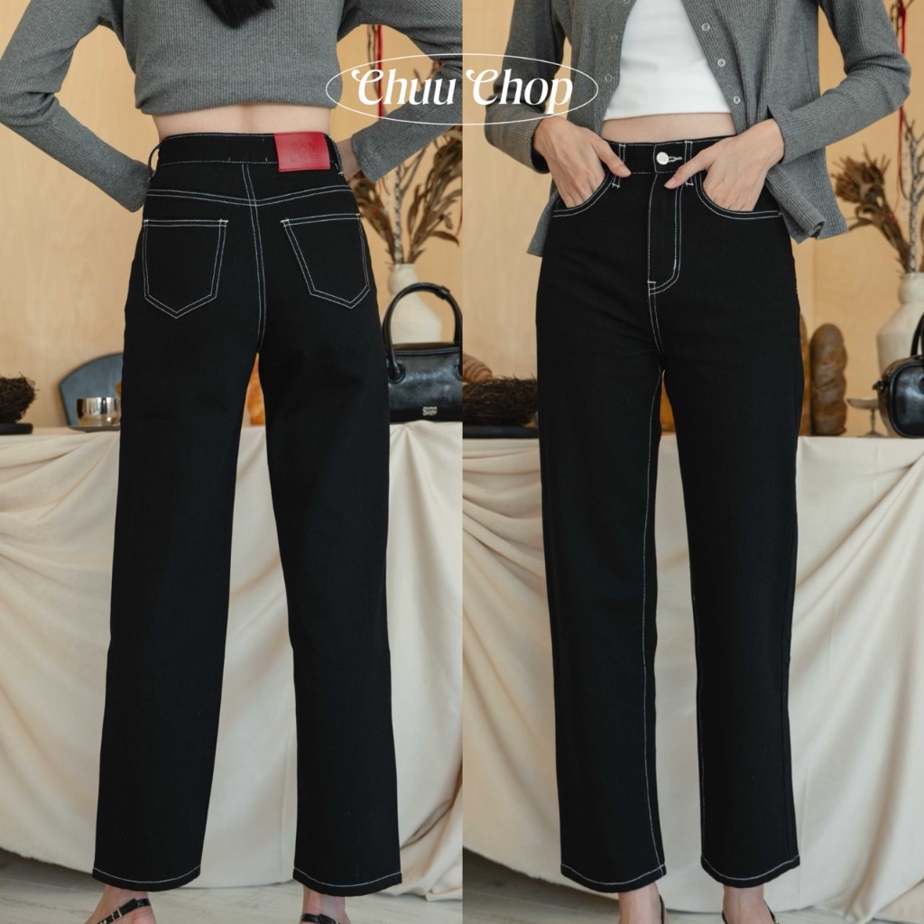 3.3ใช้โค้ด(30WOW200)ลดสูงสุด200.-chuuchop(C8368)Eyes On Jeans กางเกง ...