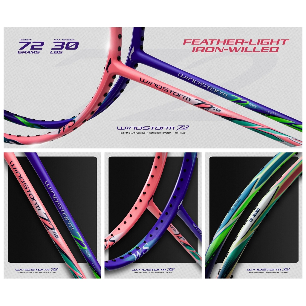 LI-NING ไม้แบดมินตัน รุ่น WINDSTORM 72 S&P (SPEED & POWER) น้ำหนักเบา ...