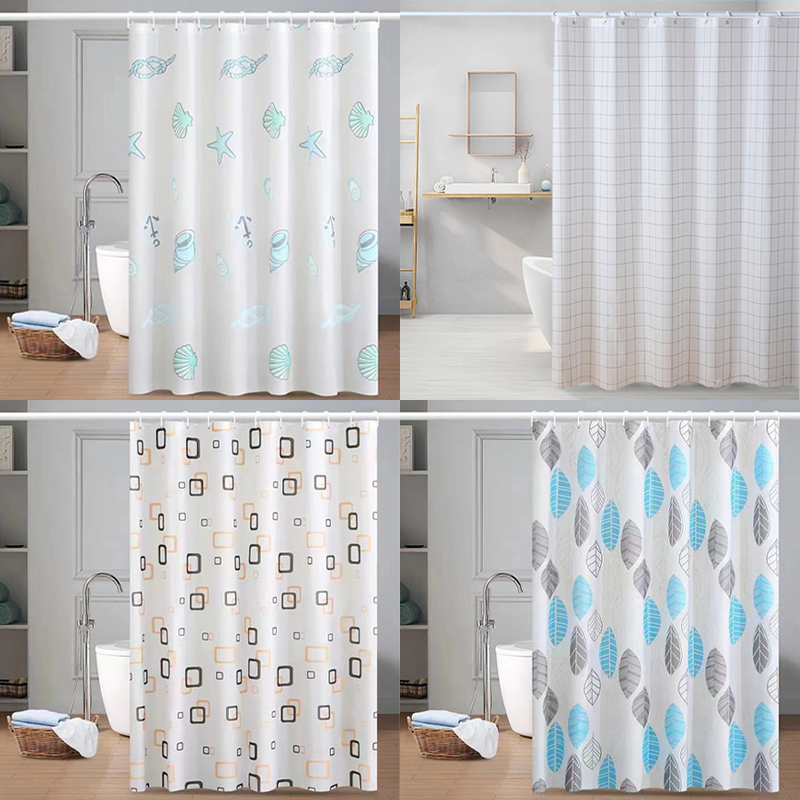 ม่านห้องน้ำ ขนาด180X180cm ผ้าม่านกันน้ำ, พลาสติกกันน้ำ ติดตั้งง่าย รูปแบบหลาย | Shopee Thailand