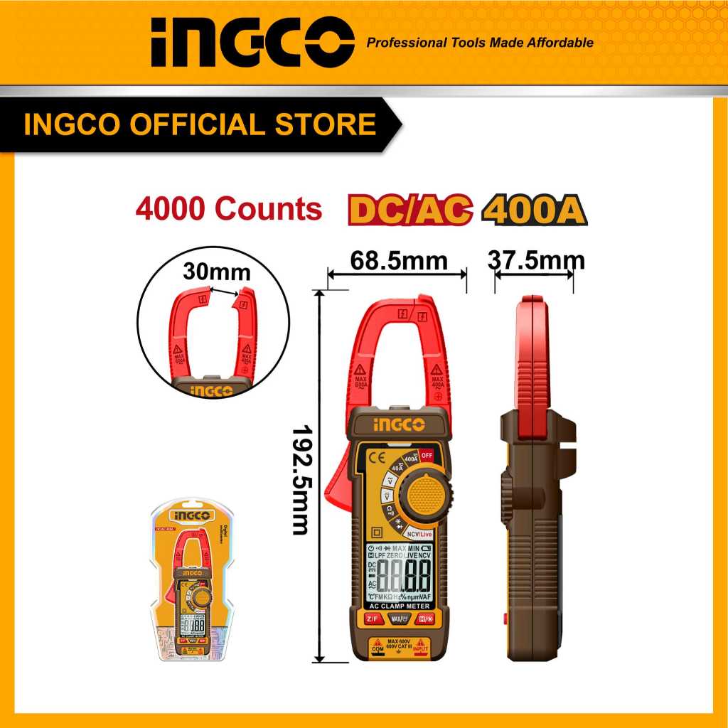 INGCO แคลมป์มิเตอร์ DC/AC DCM62002 | Shopee Thailand