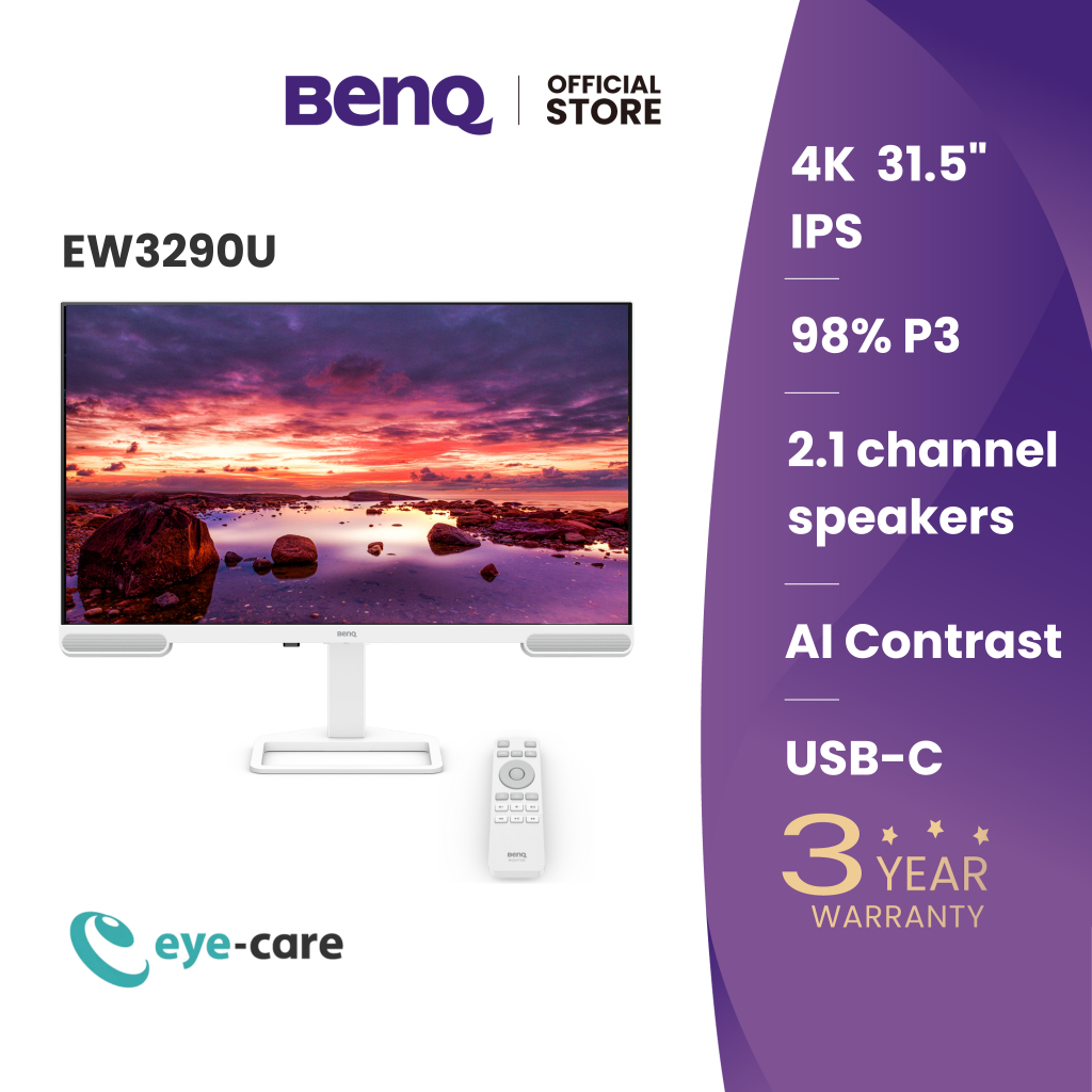 BenQ EW3290U 31.5นิ้ว 4K IPS 98% P3 with AI Contrast & USB-C Monitor ...