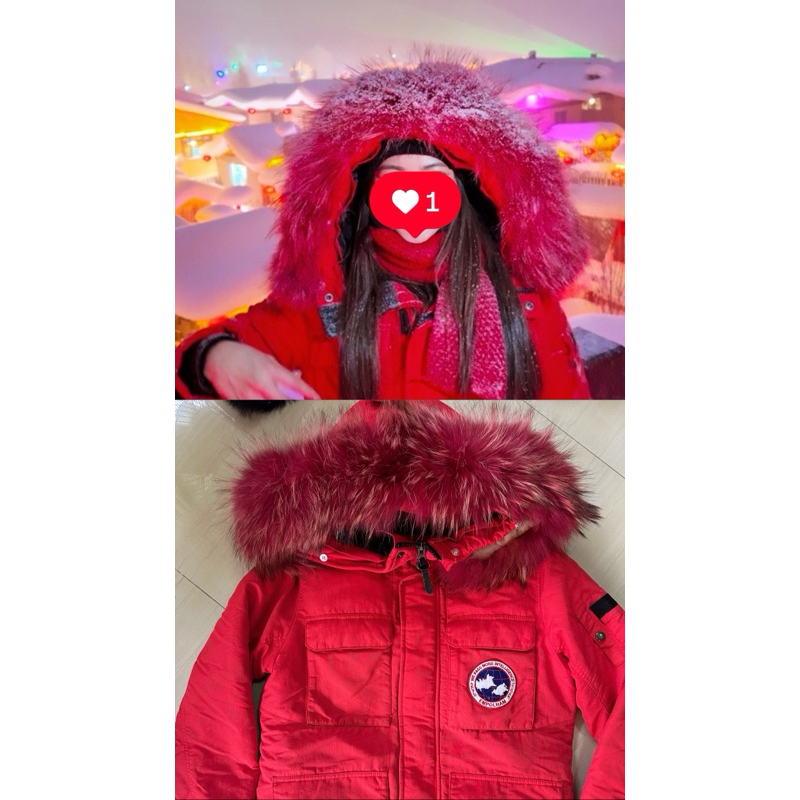 Parka สีแดงแบรนด์ Empolham (ไม่รวมขนเฟอร์แท้สีแดง) | Shopee Thailand
