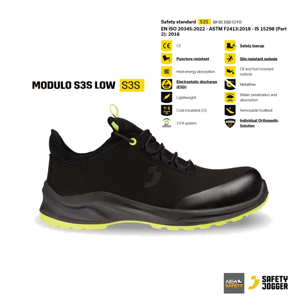SAFETY JOGGER MODULO S3S LOW รองเท้าเซฟตี้ หัวนาโนคาร์บอน กันลื่น Metal ...