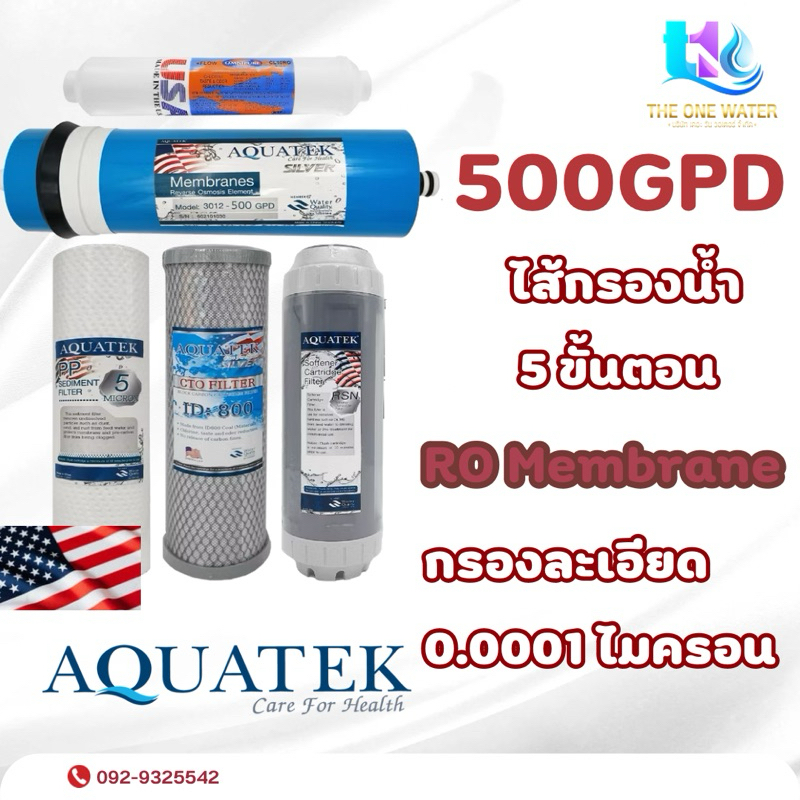 ไส้กรองน้ำ RO 5 ขั้นตอน USA 500 GPD PP Carbon Resin Omnipure Unipure CCK น้ำแร่ น้ำด่าง เครื่อง ...
