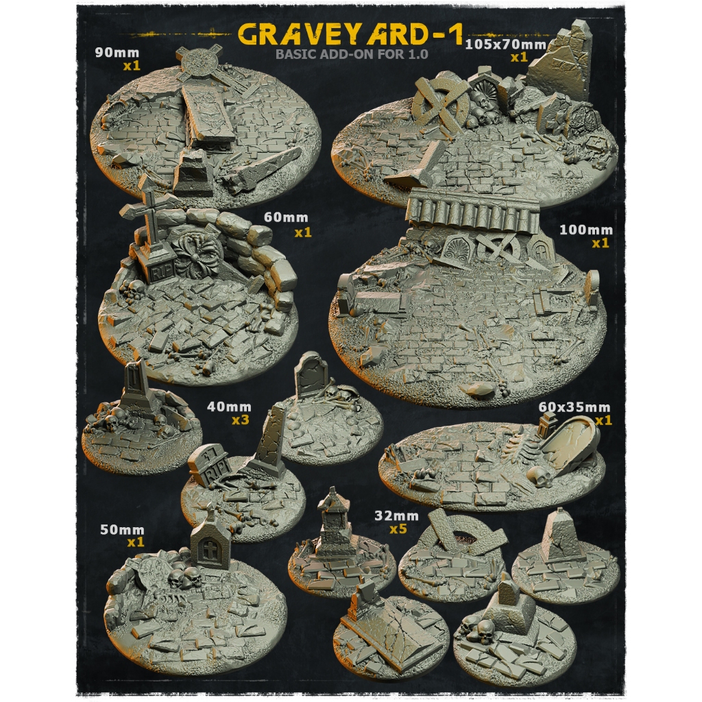 Graveyard-1 Bases [2.0] จัดส่งได้ใน1-3วัน ฐานโมเดล Wargame base ...