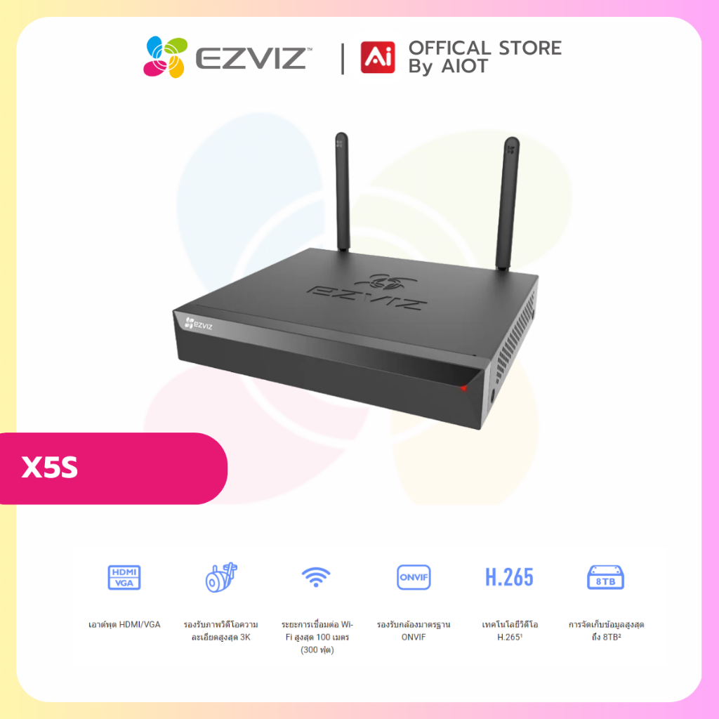 Ezviz NVR WIFI รุ่น CS-X5S-R100-8W 8 ช่อง รองรับ WIFI Onvif รองรับ ฮาทดิส สูงสุด 8TB ประกัน 2 ปี ...