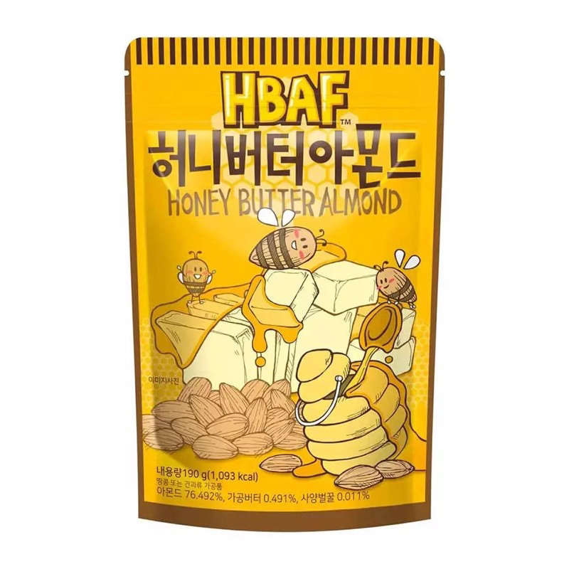 อัลมอนด์เกาหลี ฮันนี่บัตเตอร์ /HBAF Honey Butter Almond 190g(นำเข้าจากเกาหลี) | Shopee Thailand