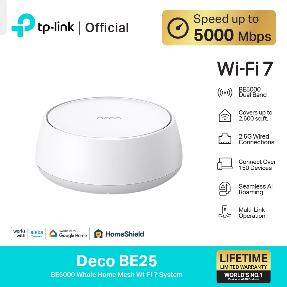 TP-Link Deco BE25 ไวไฟ7 BE5000 Whole Home Mesh Wi-Fi 7 System ใน 1 ...