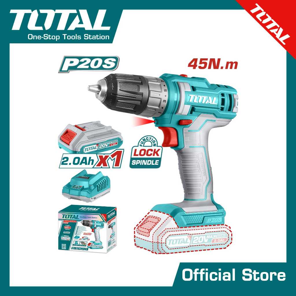 TOTAL สว่านแบตเตอรี่ไร้สาย20V. แรงบิดสูง 45N.m #TDLI200518 | Shopee ...